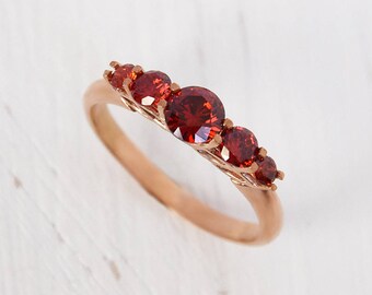 Red gemstone ring | Etsy