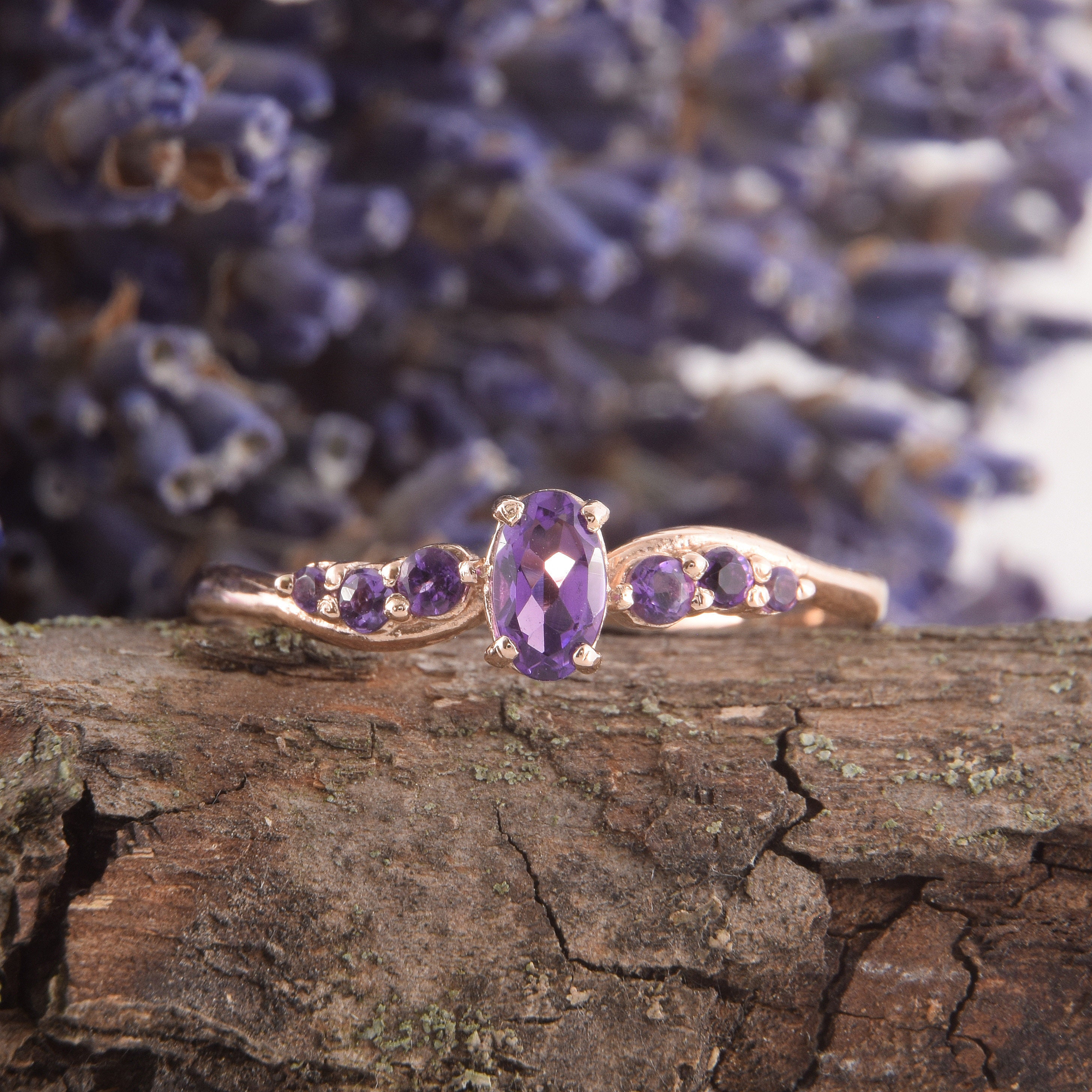 14k Rose Gold Amethyst Engagement Ring Amethyst Ring Oval | Etsy