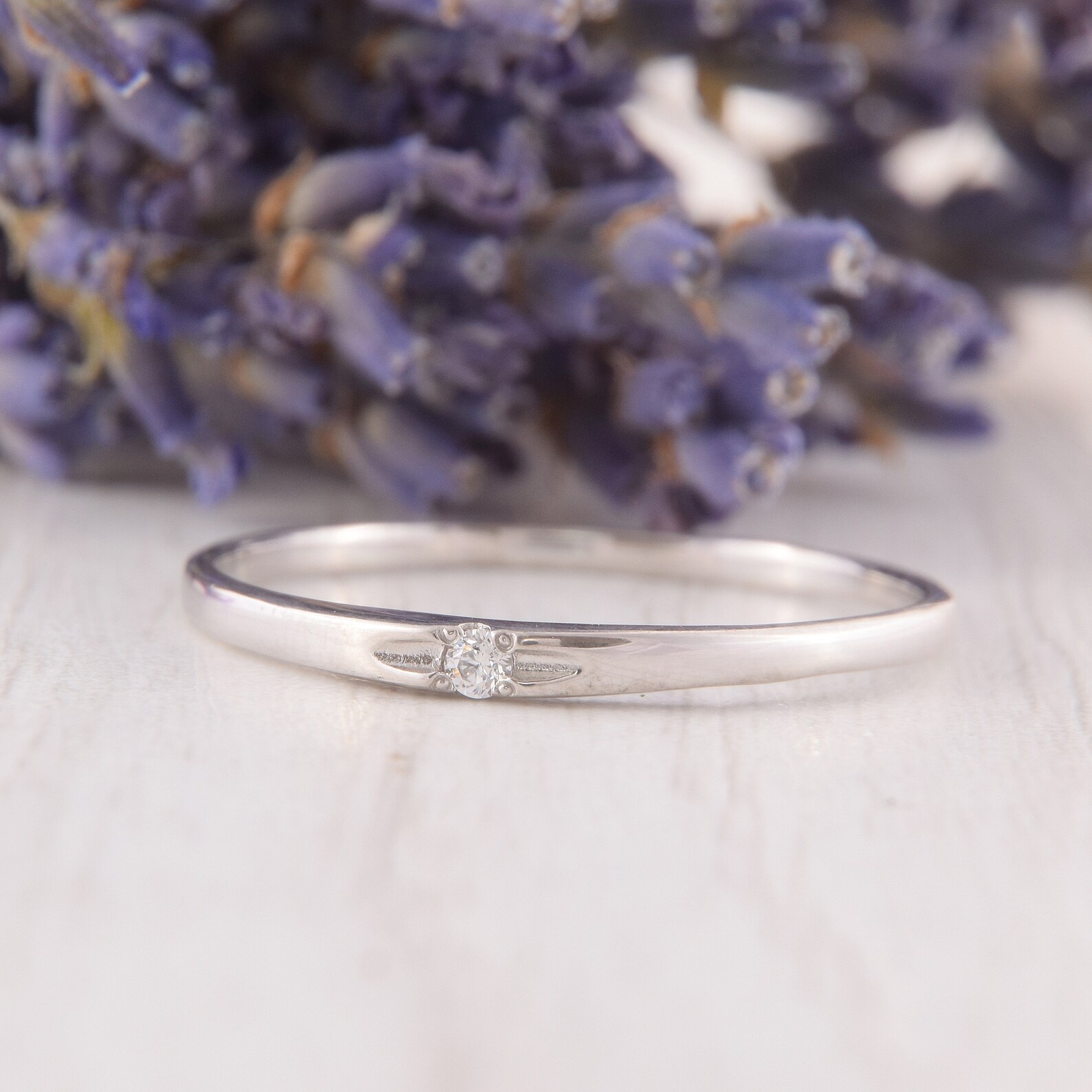 Minimalist Ring Solitaire Ring Dainty Ring Silver Tiny Ring - Etsy