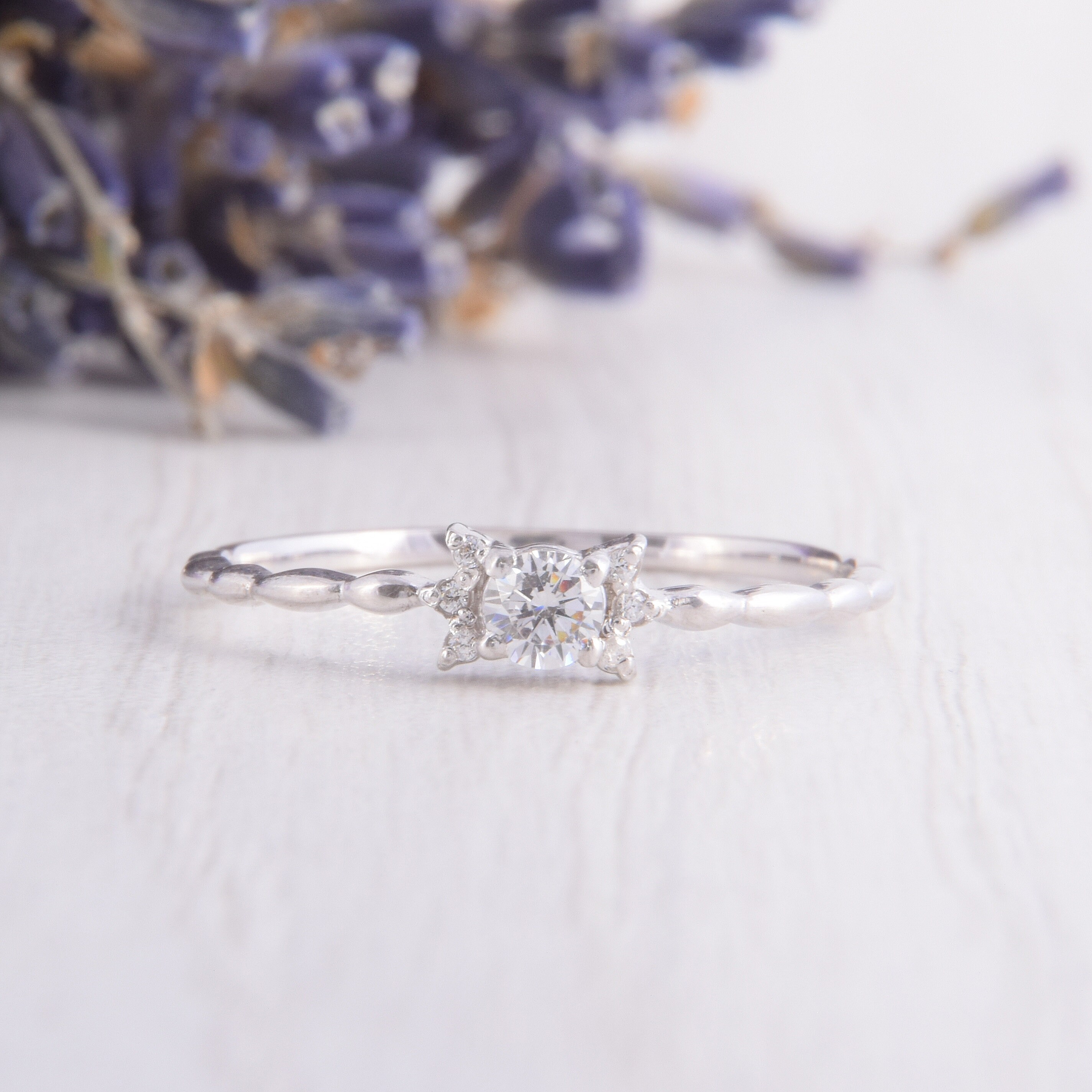 925 sterling silver small & dainty art deco promise ring for | Etsy