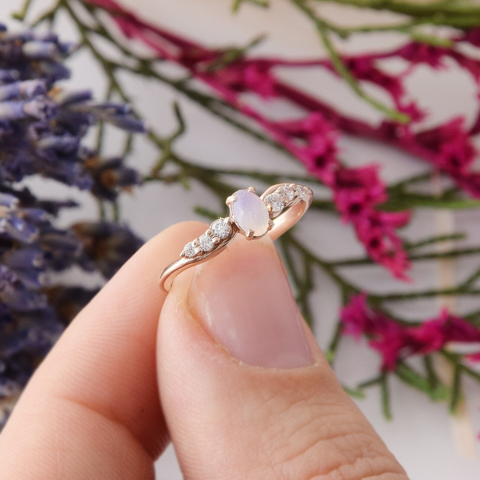 Rose Gold Small Promise Ring for Her Dainty Engagement Ring - Etsy