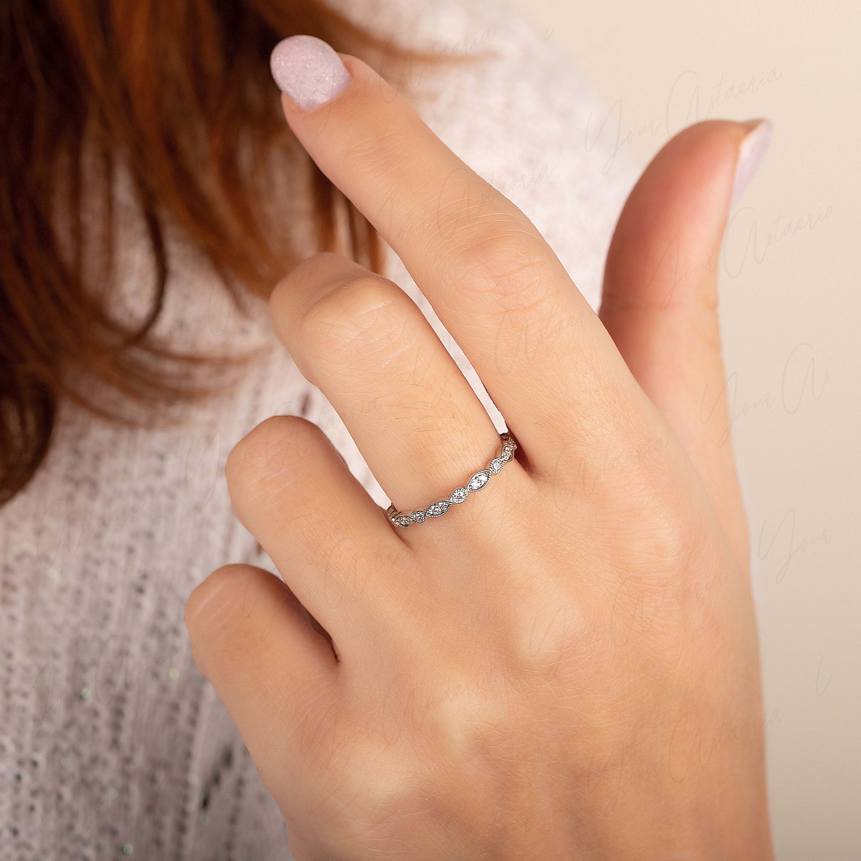 Womens Wedding Band Full Eternity Wedding Band Art Deco - Etsy