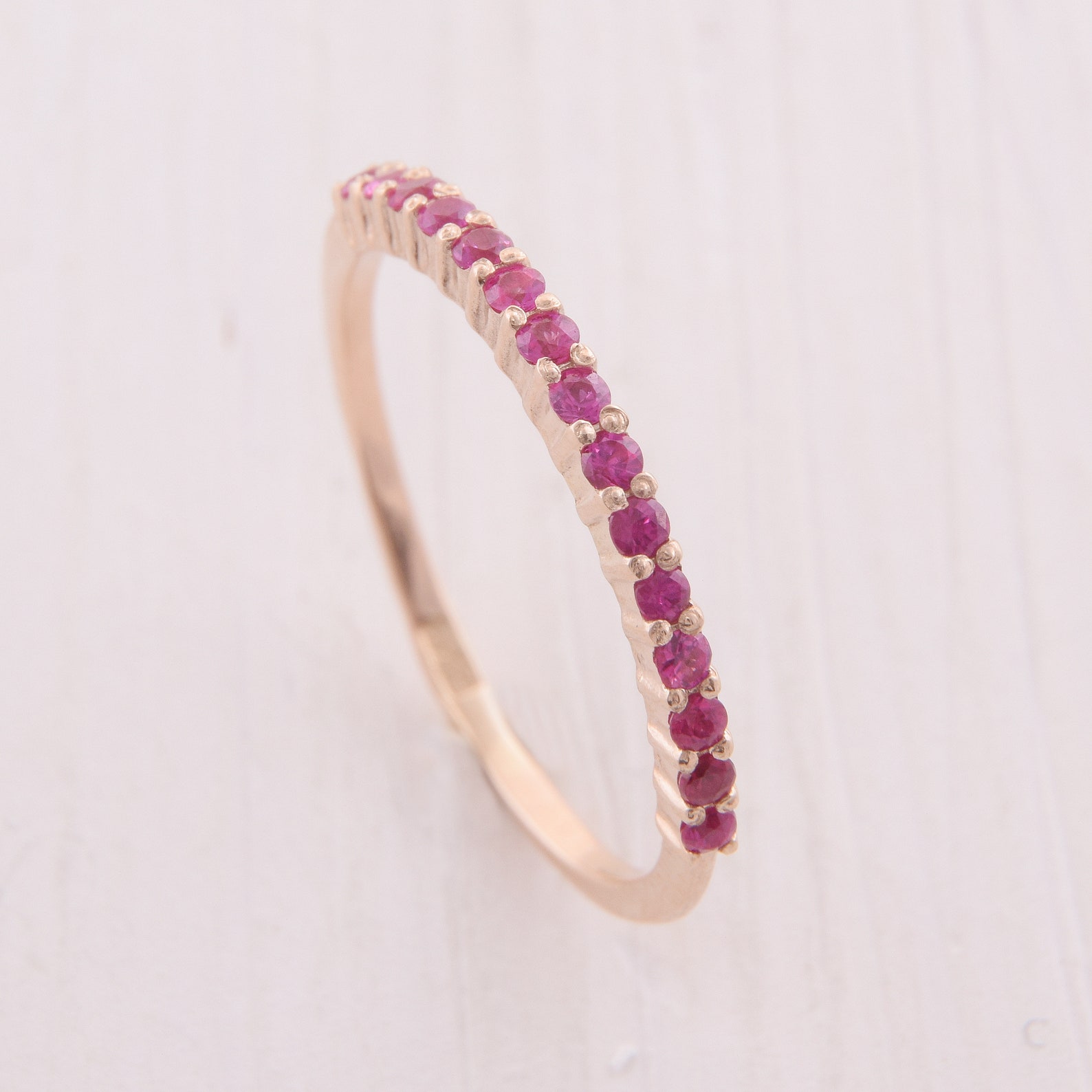 Womens Ruby Wedding Band Rose Gold Eternity Wedding Band - Etsy
