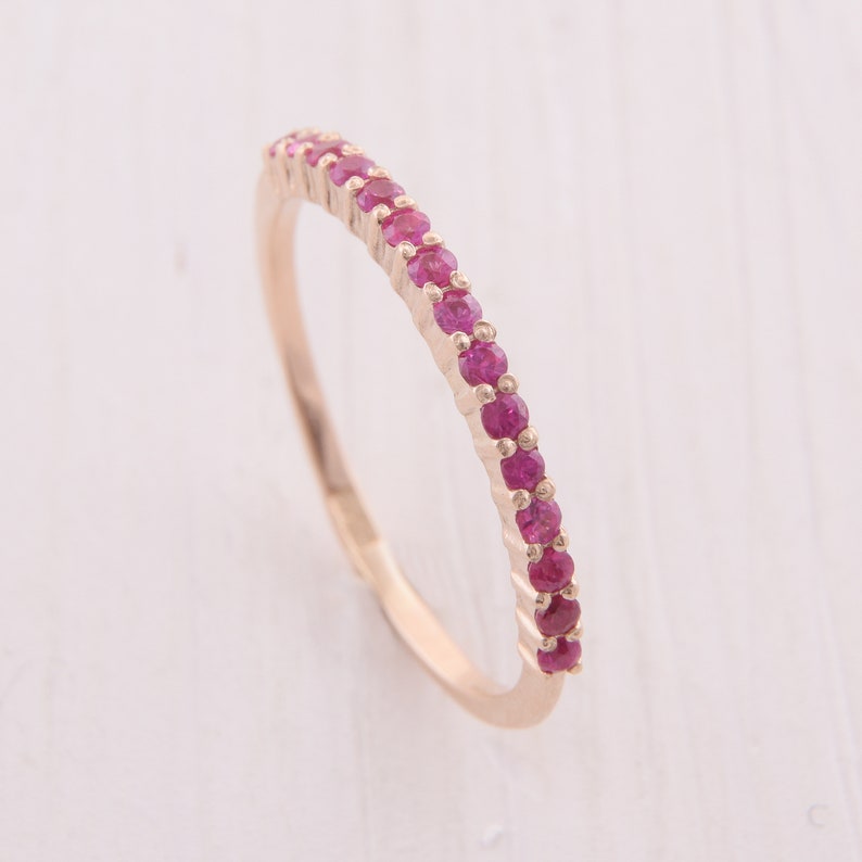 Womens Ruby Wedding Band Rose Gold Eternity Wedding Band - Etsy