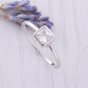 Square Ring, Womens Simple Promise Ring, Sterling Silver Ring for Her ...