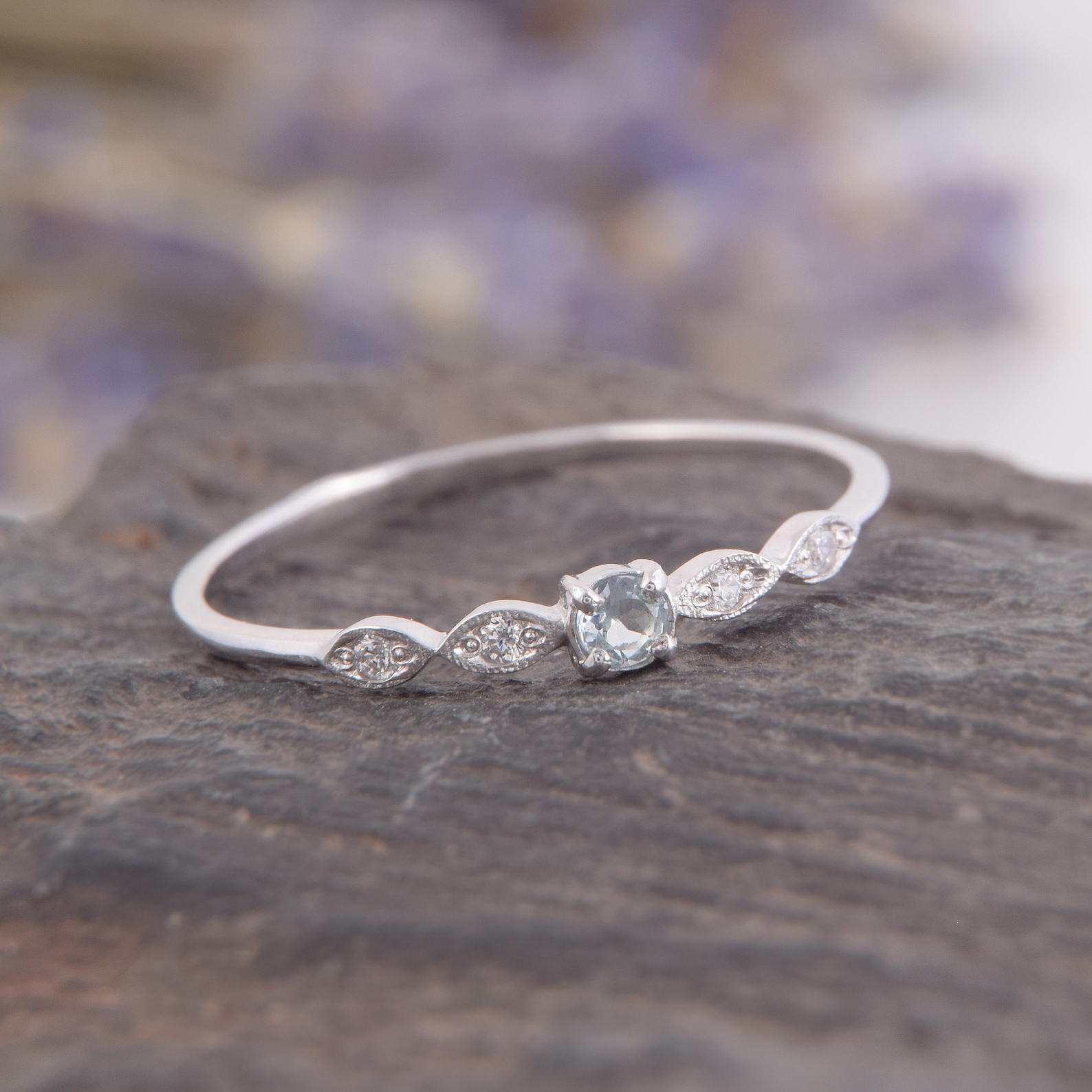 Small & Dainty 925 Sterling Silver Blue Topaz Promise Ring for Her ...