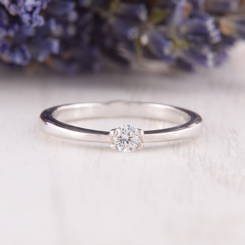 Minimalist Ring Tiny Ring Small Ring Cz Ring Silver White | Etsy