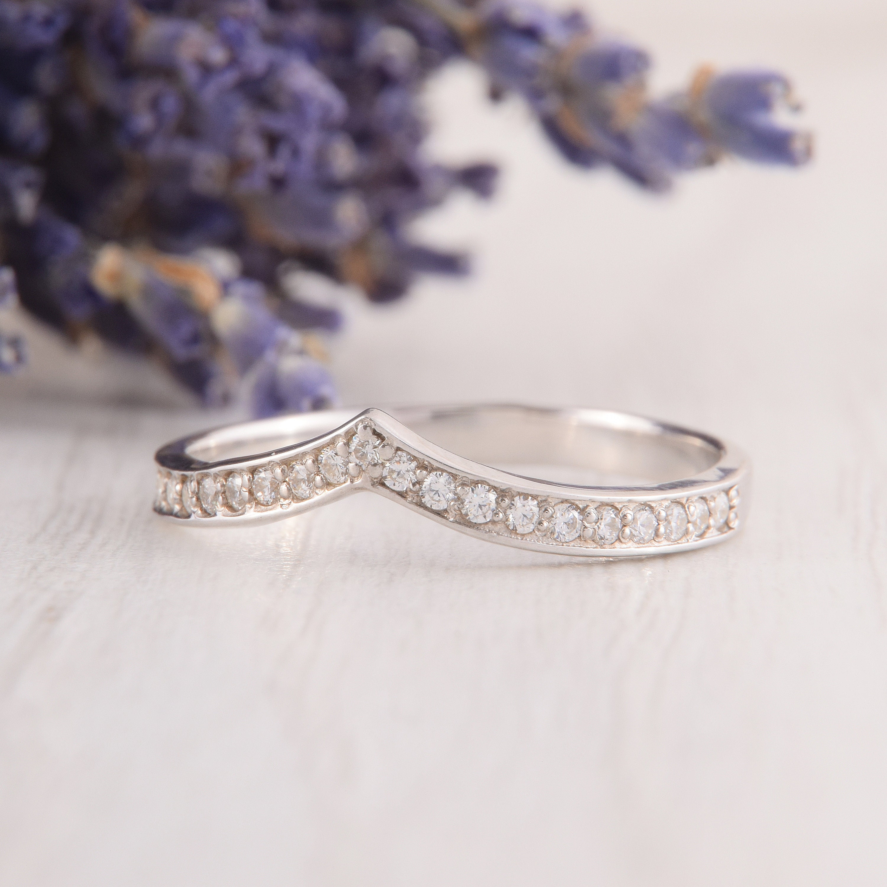 Womens Curved Wedding Band V Ring Chevron Ring V Wedding | Etsy