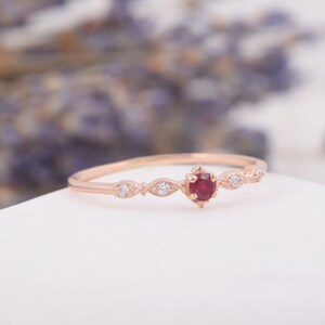 Small & Dainty 14k Rose Gold Antique Victorian Pink Ruby Engagement ...