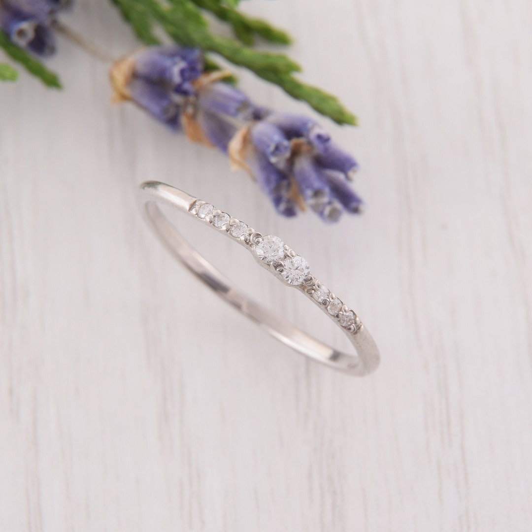 Small Dainty Promise Ring, White Topaz Ring, Minimalist Promise Ring ...