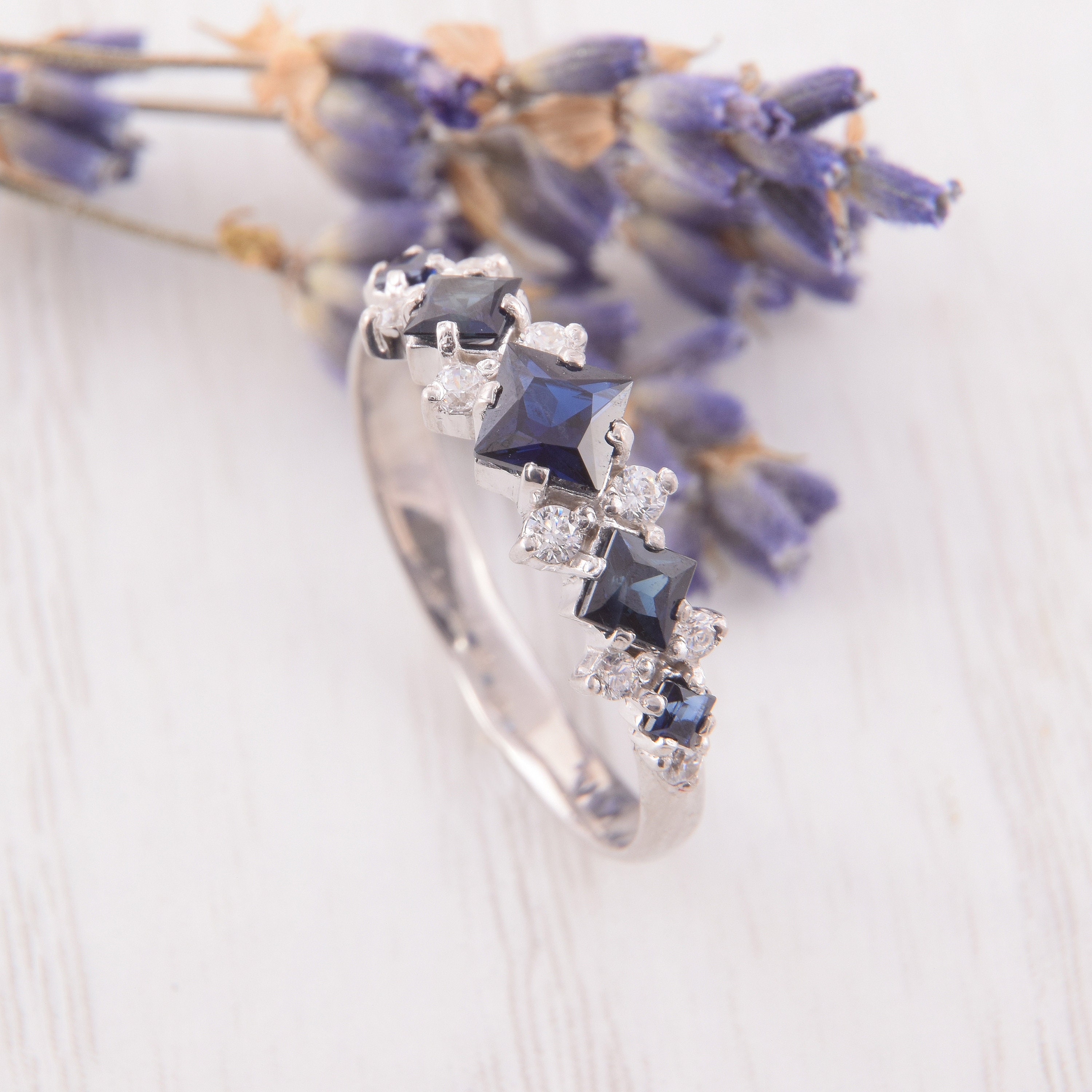 Unique Sapphire Wedding Band Womens Sapphire Ring Womens | Etsy