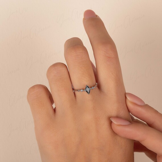 London Blue Topaz Promise Ring Sterling Silver Dainty | Etsy