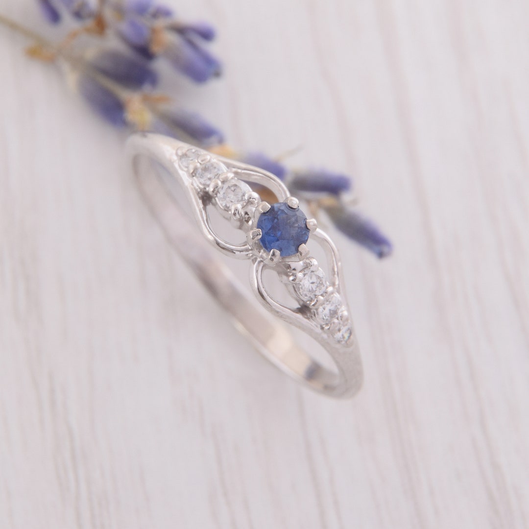 Womens Dainty Sapphire Ring, Sapphire Promise Ring, Unique Promise Ring ...