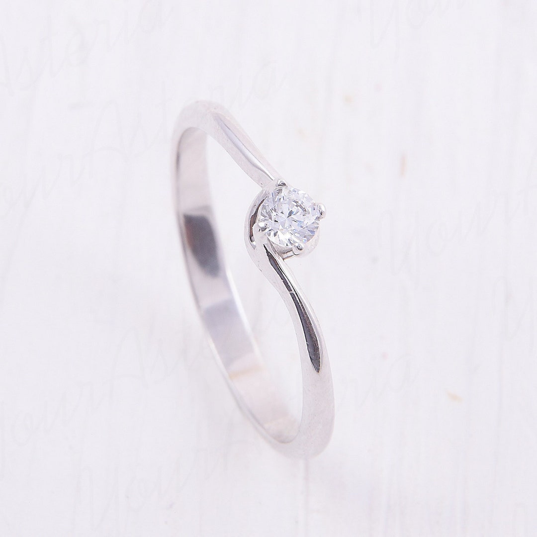 Simple Womens Silver Promise Ring With White Cubic Zirconia - Etsy