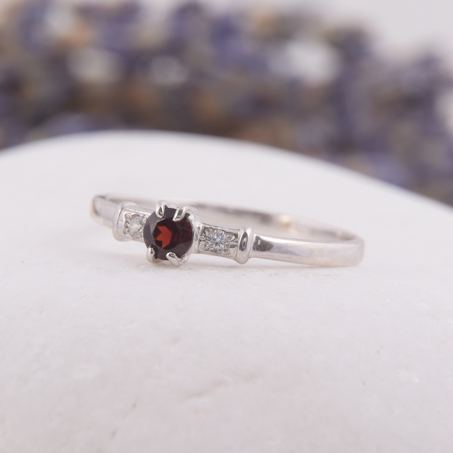 Garnet Silver Ring Womens Garnet Ring Womens Promise Ring | Etsy