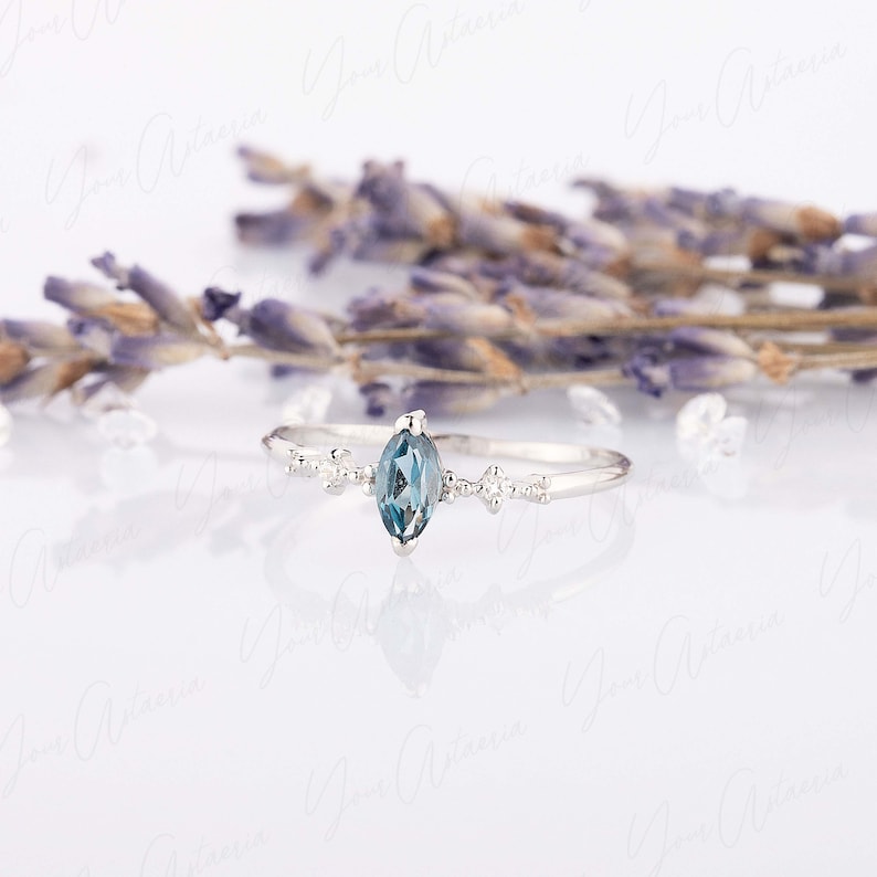 London Blue Topaz Promise Ring Sterling Silver Dainty | Etsy