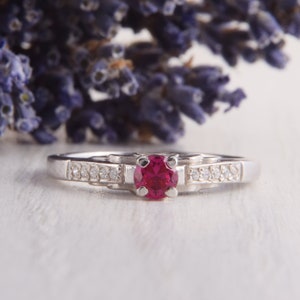 Womens Silver Ruby Ring, Ruby Promise Ring, Pink Stone Ring - Etsy