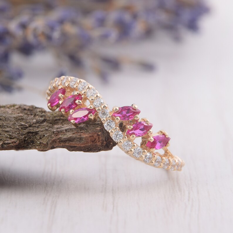 Unique Antique Style Victorian Womens Ruby Wedding Band - Etsy