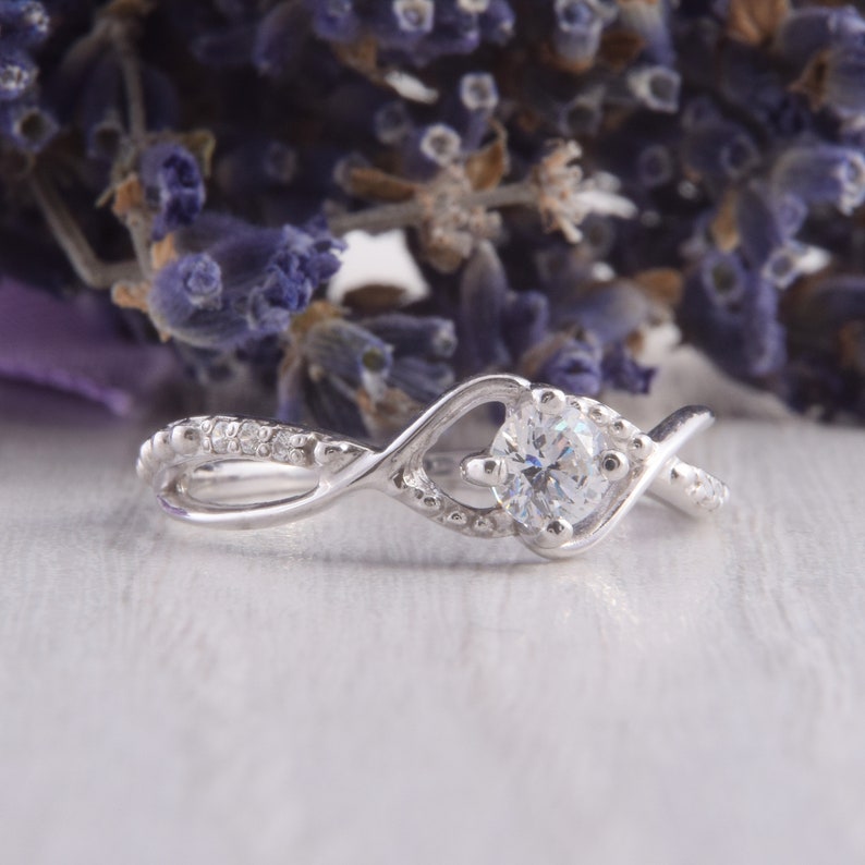 Womens Silver Unique Engagement Ring Unique Art Deco Silver - Etsy