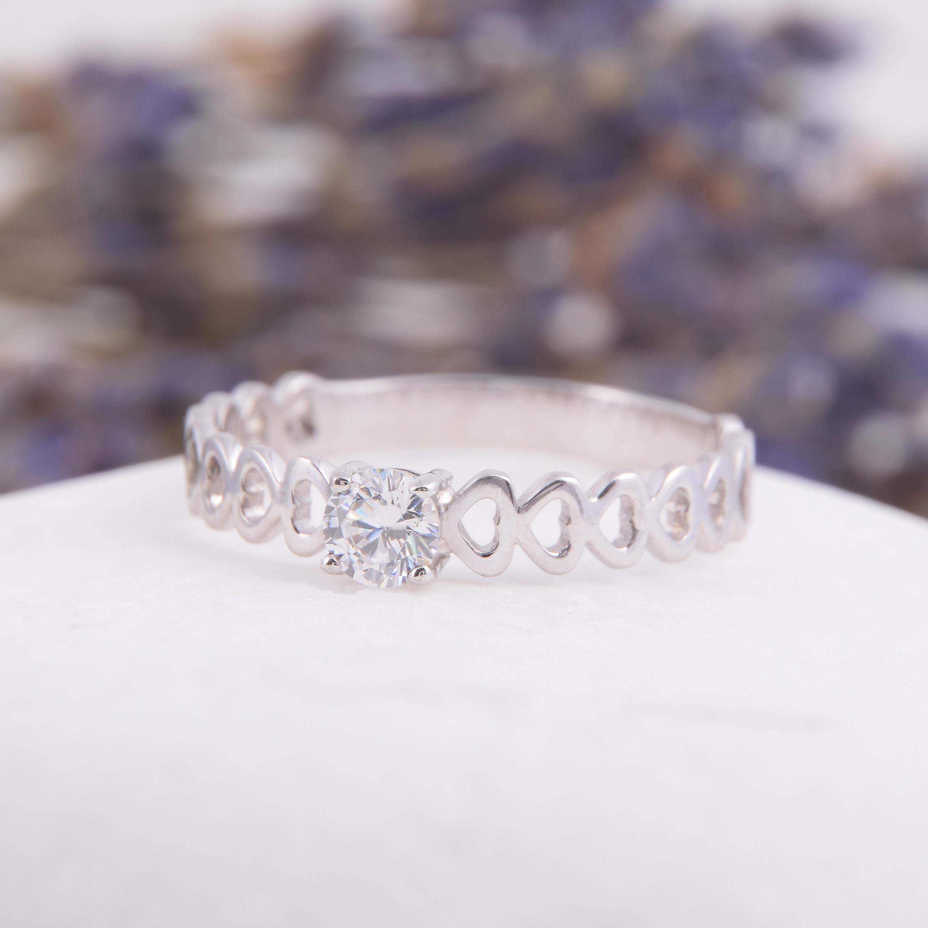 Promise ring for her Heart ring Solitaire ring Valentines | Etsy