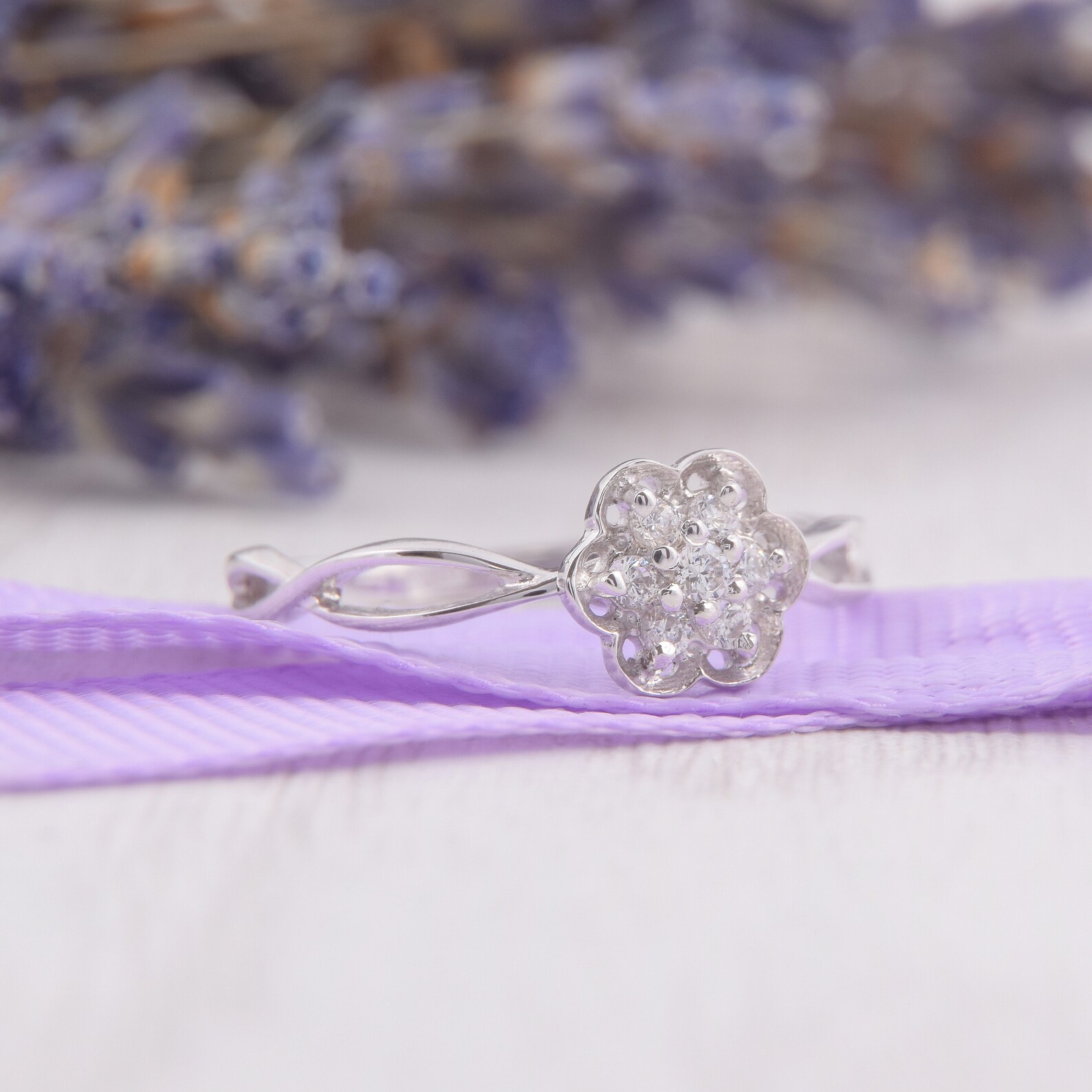 Dainty Flower Promise Ring Minimalist Silver Ring Womens - Etsy