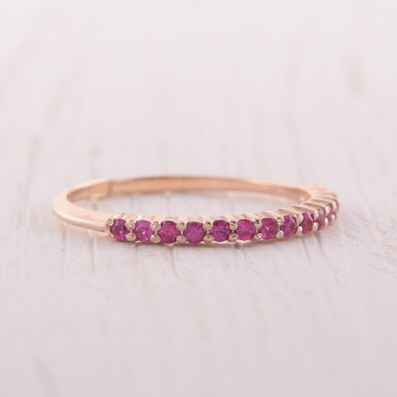 Womens Ruby Wedding Band Rose Gold Eternity Wedding Band - Etsy