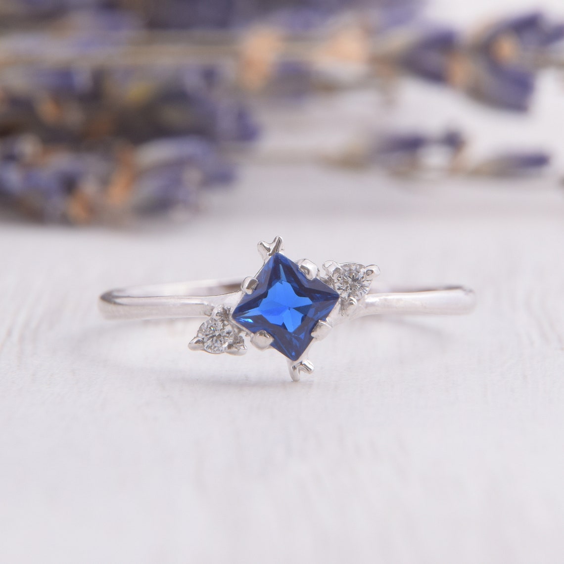Womens Sapphire Promise Ring Blue Sapphire Silver Ring - Etsy
