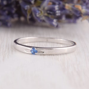 Blue Sapphire Ring, Solitaire Ring, Promise Ring, Minimalist Ring, Tiny ...