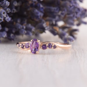 14k Rose Gold Amethyst Engagement Ring Amethyst Ring Oval - Etsy