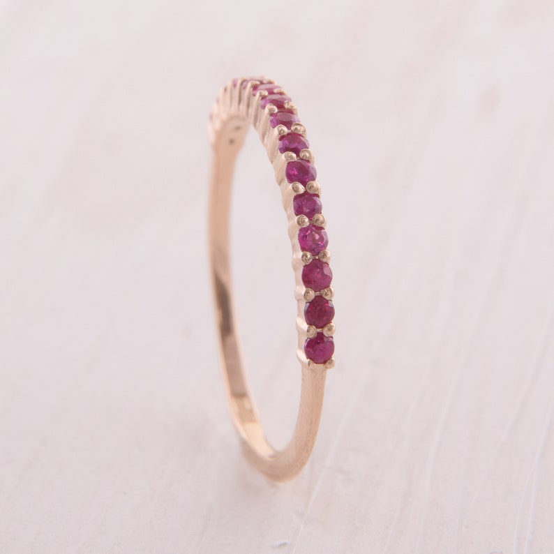 Womens Ruby Wedding Band Rose Gold Eternity Wedding Band - Etsy
