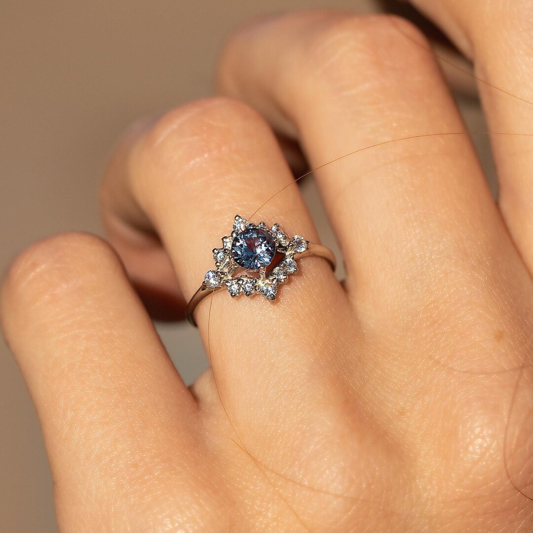 Unique Alexandrite Engagement Ring Sterling Silver, Art Deco ...