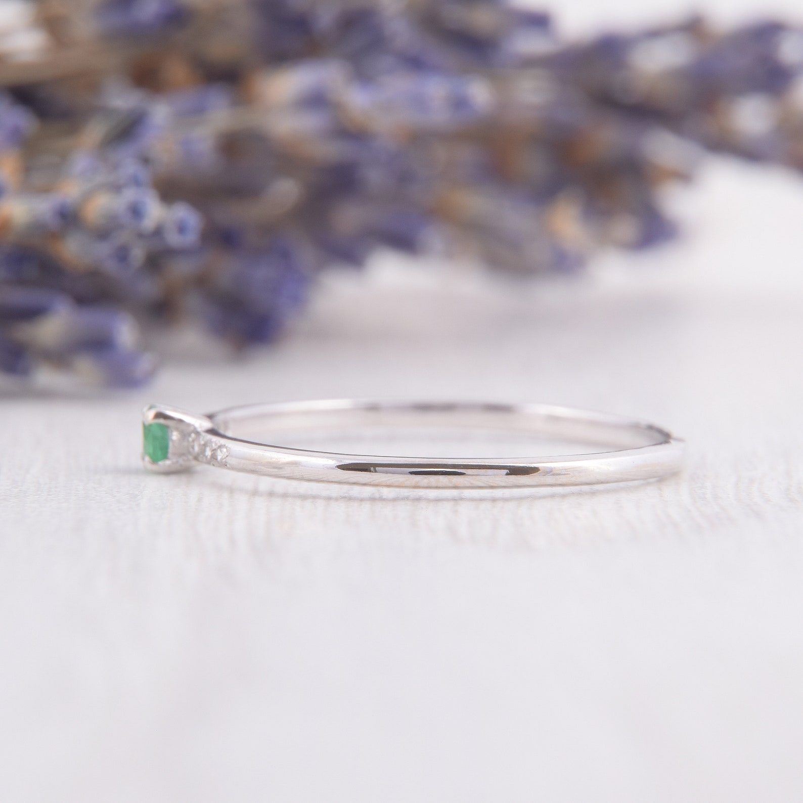 Small & Dainty 925 Sterling Silver Emerald Promise Ring for - Etsy