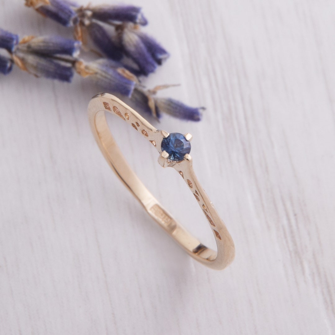 Womens Dainty Sapphire Promise Ring, Small Gold Sapphire Ring, Delicate ...