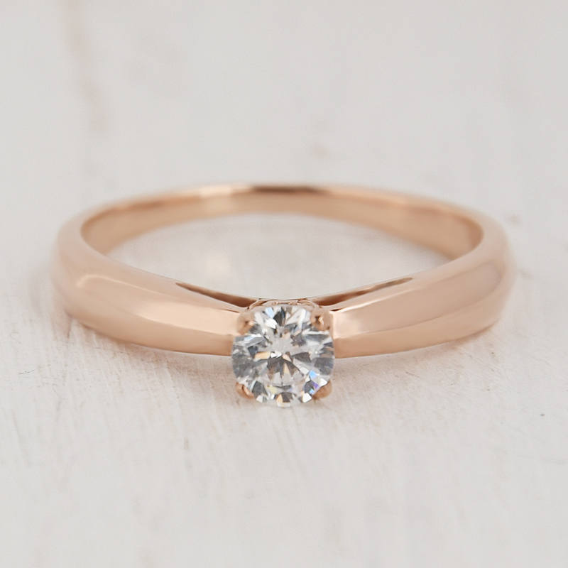 Rose Gold Solitaire Engagement Ring Unique Engagement Ring | Etsy