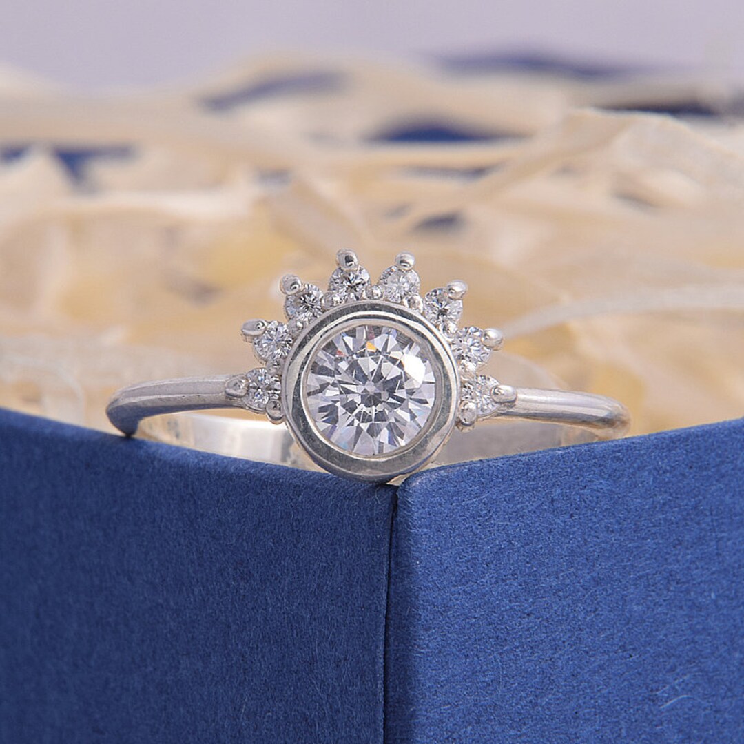 Bezel Cut Womens Promise Ring, Unique Silver Promise Ring, Dainty ...