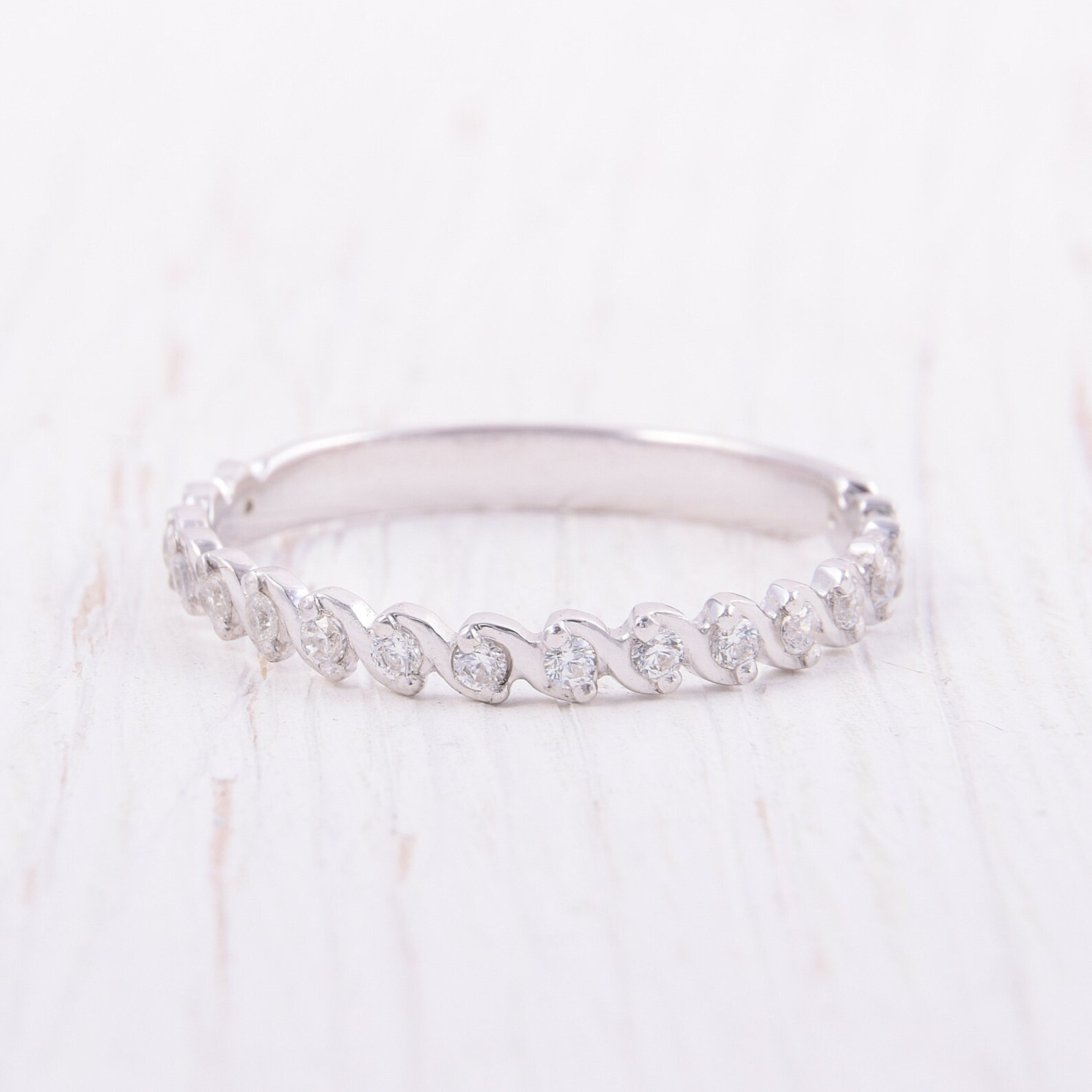 Womens Wedding Band Silver Wedding Band Cz Eternity Wedding | Etsy