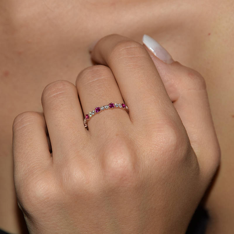 Ruby Wedding Band Gold Minimalist Wedding Band Dainty | Etsy