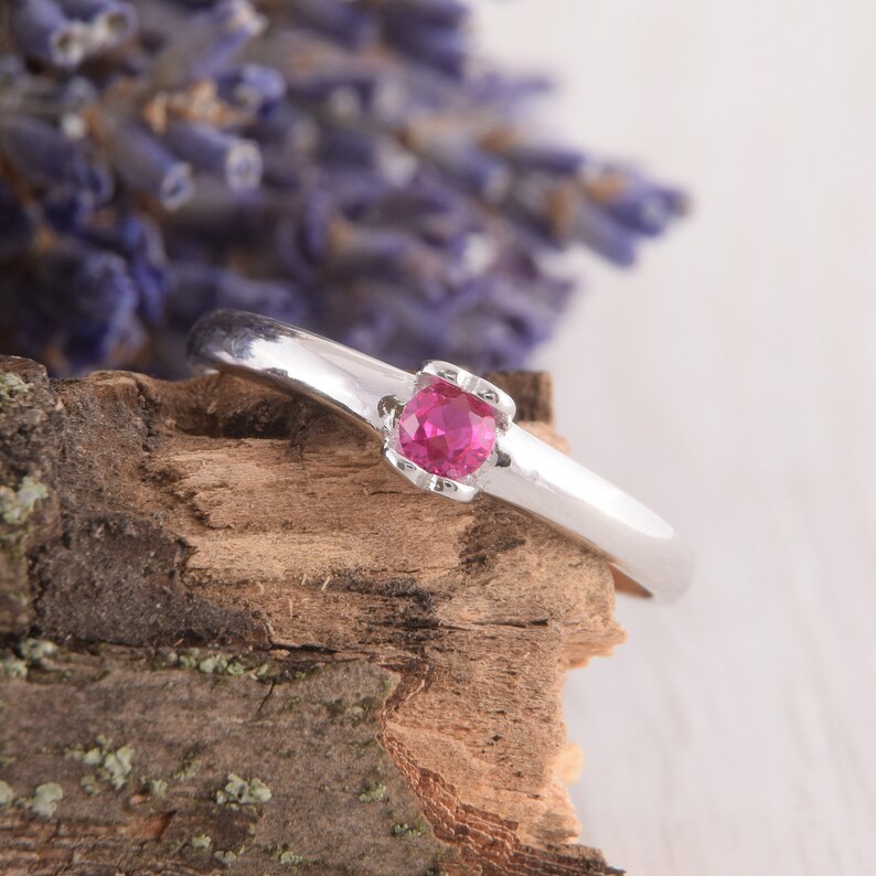 Womens Dainty Ruby Ring Ruby Sterling Silver Ring Small Ruby | Etsy