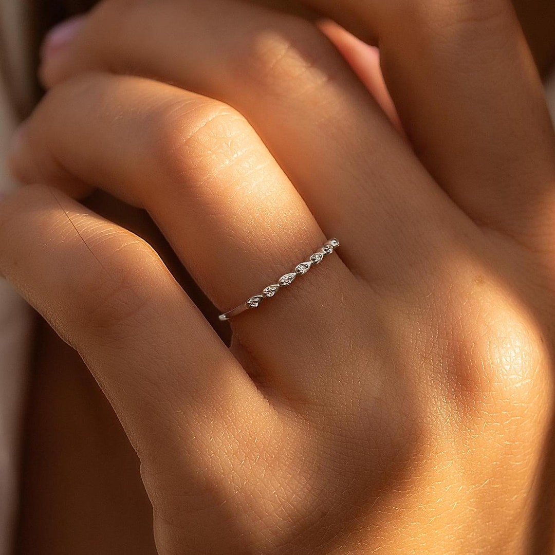 Minimalist Delicate 925 Sterling Silver Women Diamond Cz Half Eternity ...