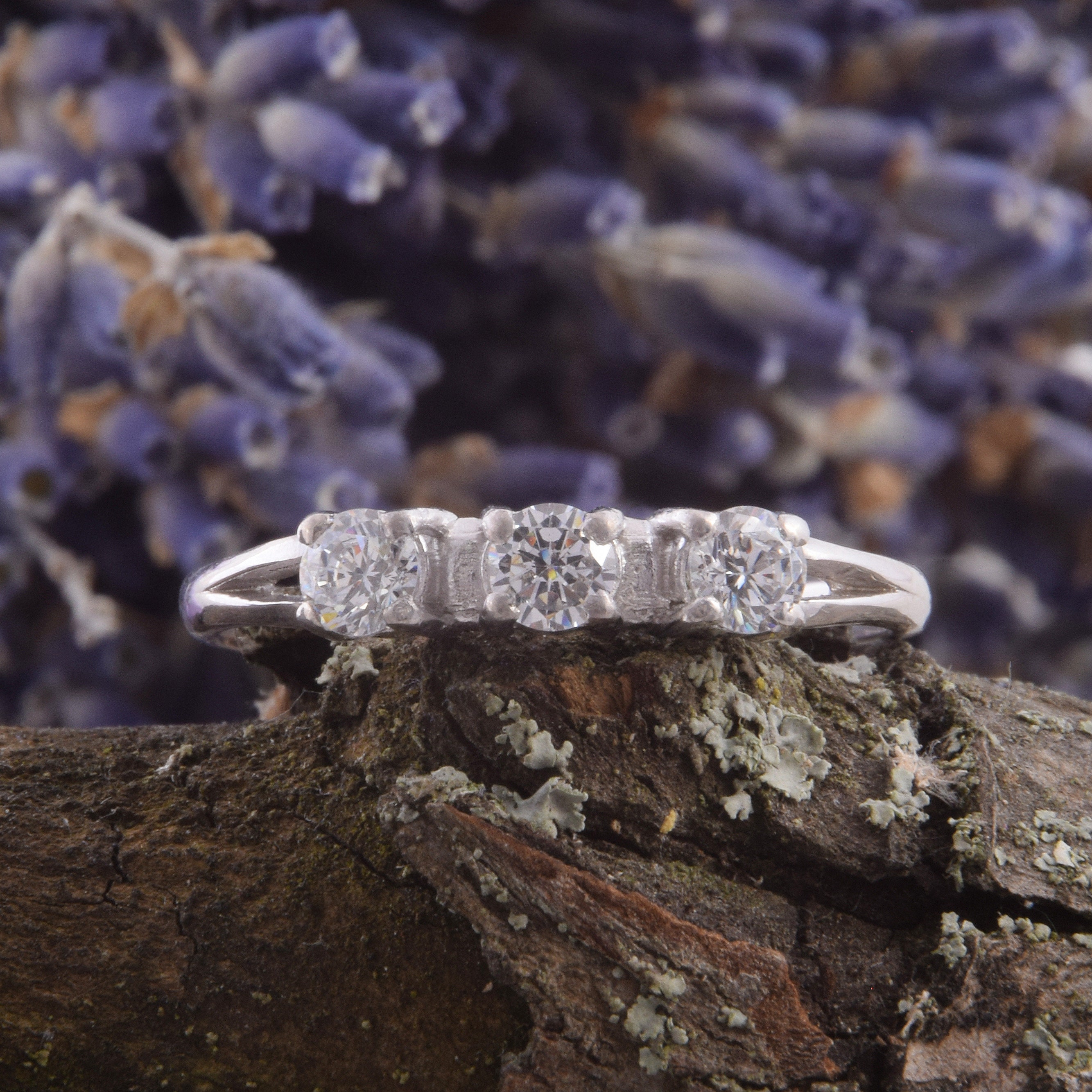 Womens simple sterling silver promise ring 3 stone silver | Etsy