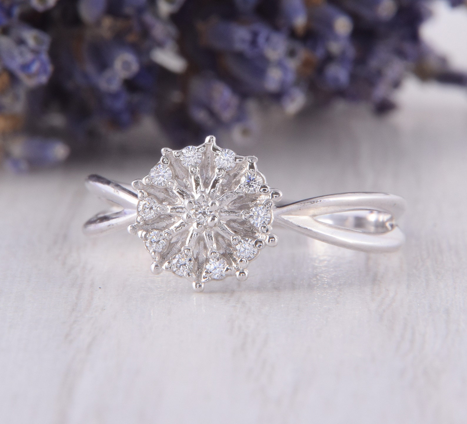 Unique Womens Flower Ring Silver Flower Ring Art Nouveau - Etsy