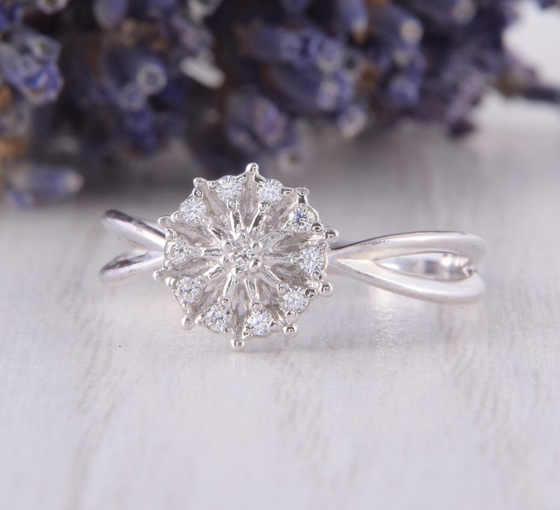 Unique Womens Flower Ring Silver Flower Ring Art Nouveau - Etsy