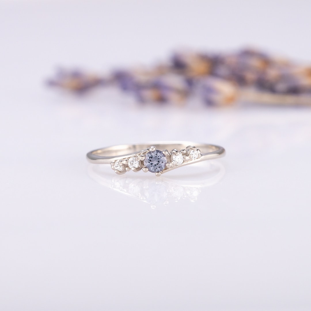 Dainty 925 Sterling Silver Alexandrite Engagement Ring, Minimalist ...