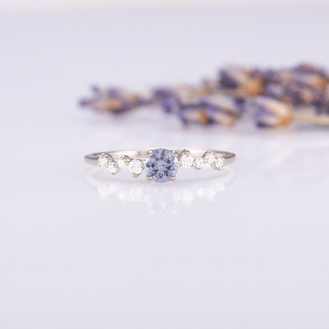 Unique Alexandrite Engagement Ring Sterling Silver, Alexandrite Promise ...