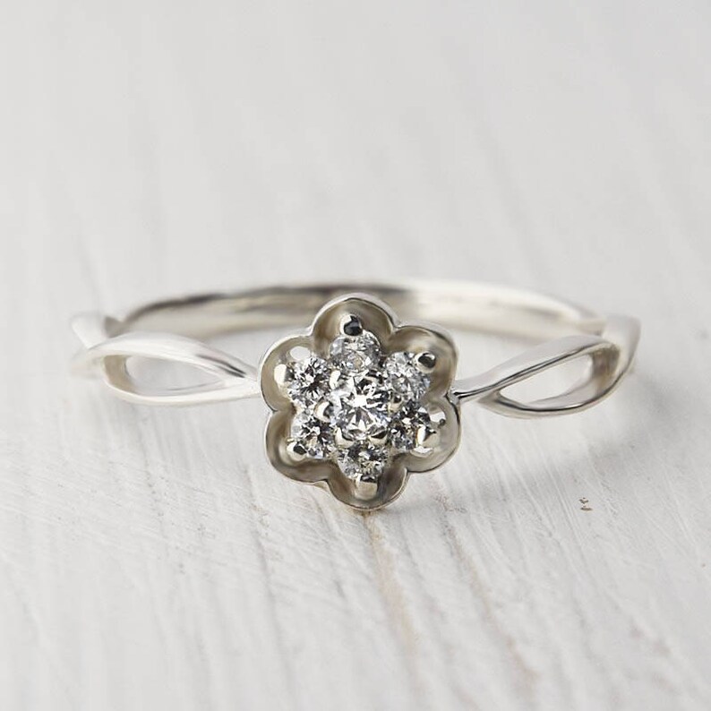 Dainty Flower Promise Ring Minimalist Silver Ring Womens | Etsy