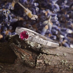 Womens Silver Ruby Ring, Ruby Promise Ring, Pink Stone Ring - Etsy