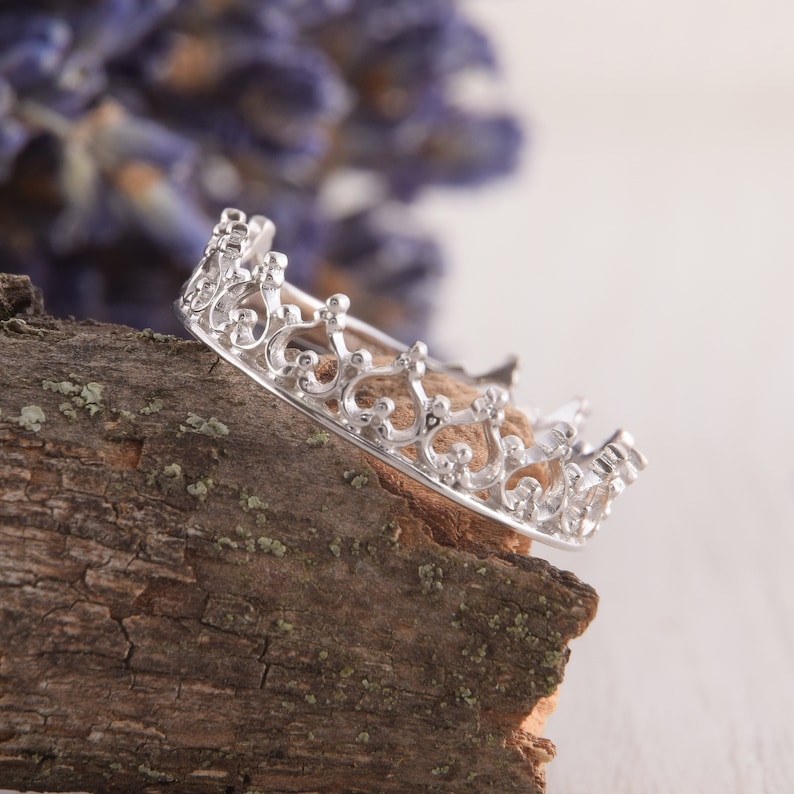 Crown Wedding Band Womens Crown Ring Unique Crown Ring - Etsy