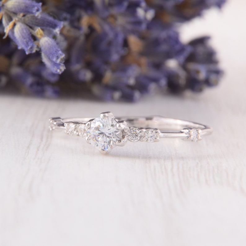 Silver Promise Ring for Her Dainty Engagement Ring Unique | Etsy