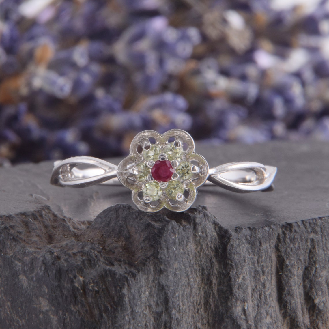 Small & dainty flower promise ring for her Delicate womens | Etsy