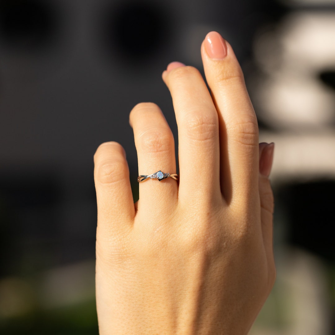 Blue Moonstone Promise Ring for Her, Celtic Style Moonstone Engagement ...